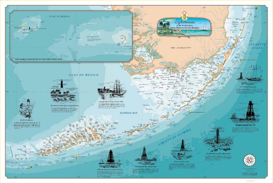 Florida Keys Lighthouses Laminated Chart – BC Nautical