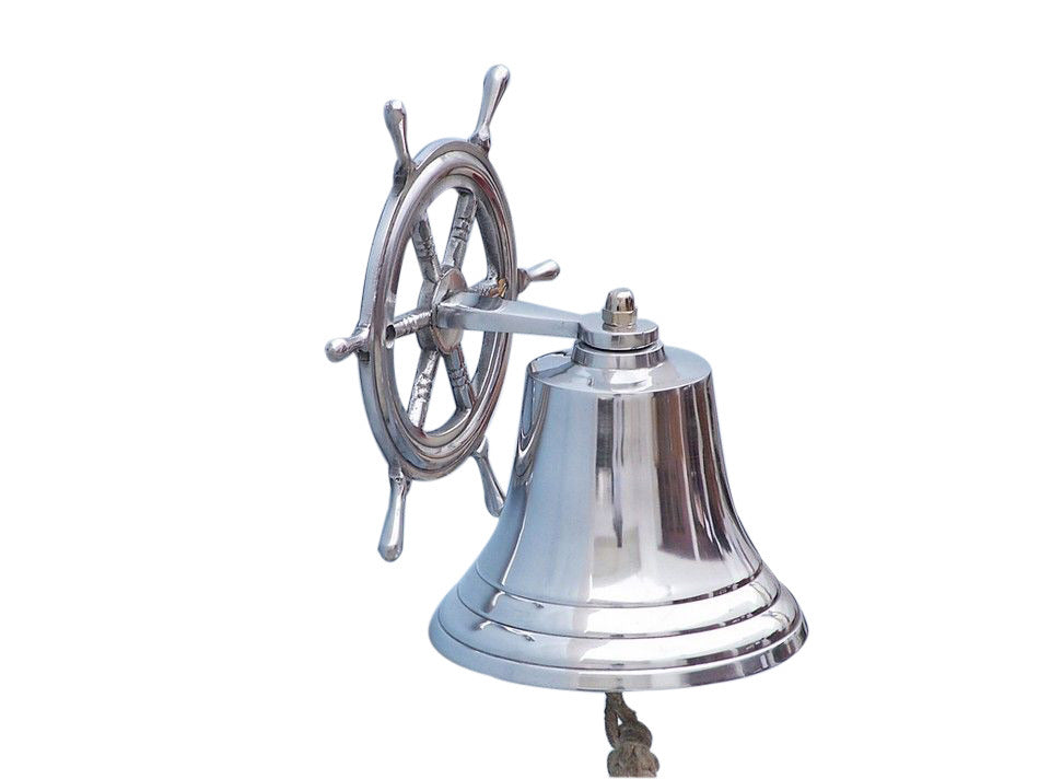 Chrome Hanging Ship Wheel Bell 8" – BC Nautical